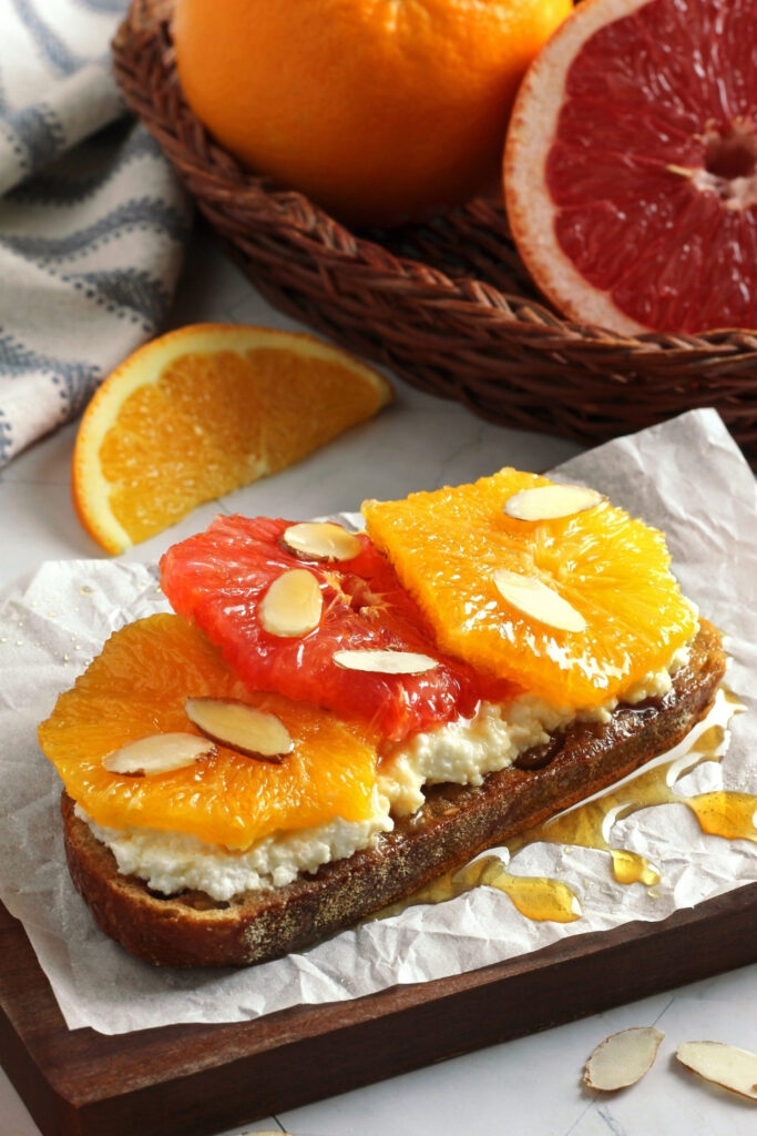 Winter Citrus Farmer Cheese Toast made with Lifeway Farmer Cheese ...